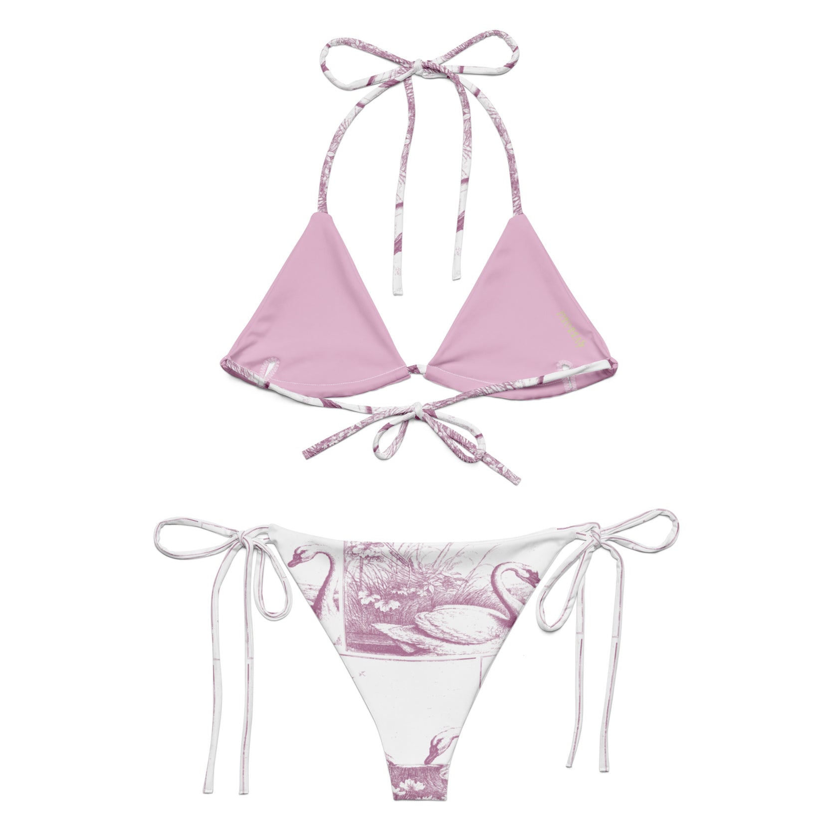 Lavender Swans Print Recycled String Bikini – Formula S7